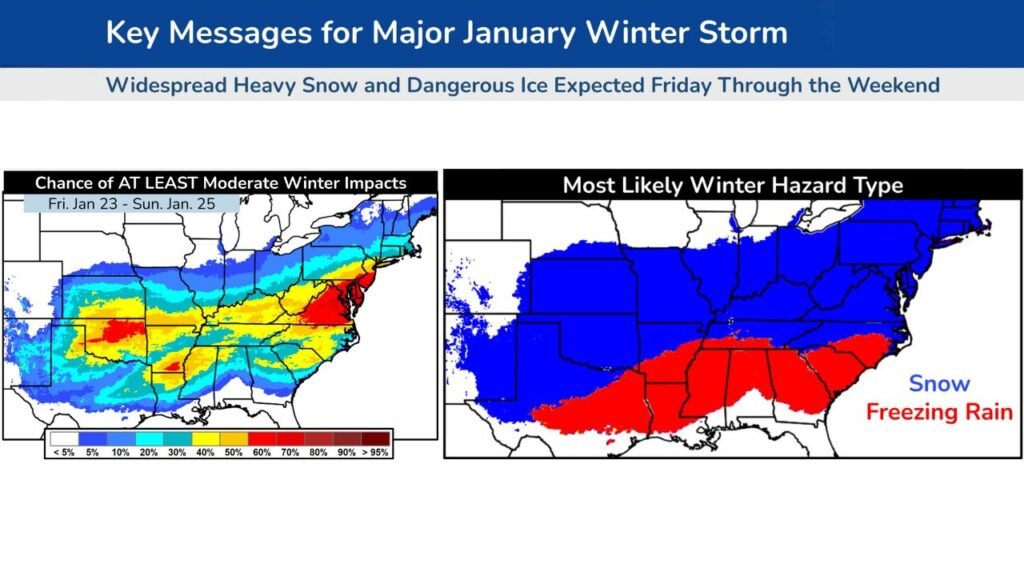 Major January Winter Storm to Bring Heavy Snow and Dangerous Ice From ...