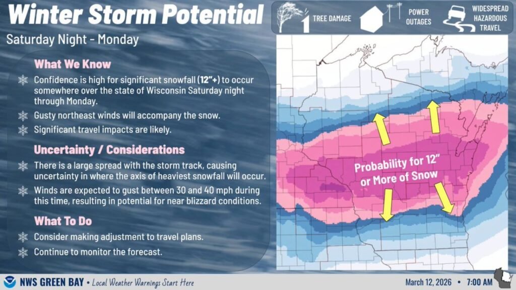 Wisconsin Braces for 12+ Inches of Snow and 40 MPH Wind Gusts as Green ...